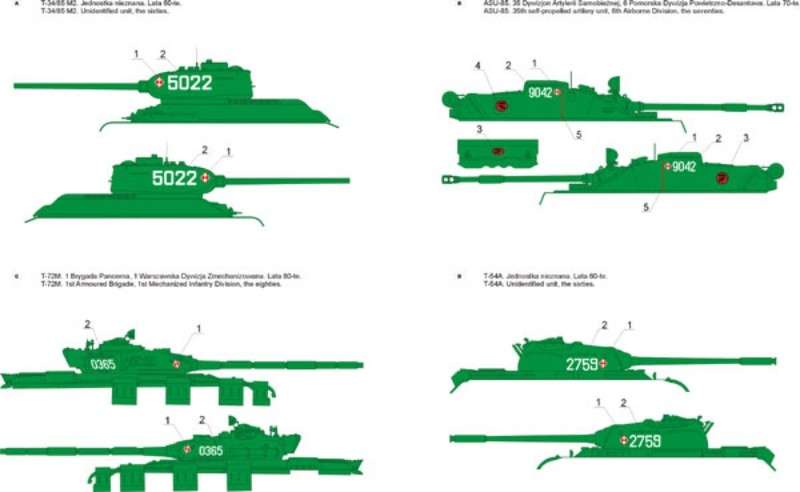 Polska kalkomania Wojsko Polskie 1965-85 cz.1 w skali 1-72 - Modeledo.pl