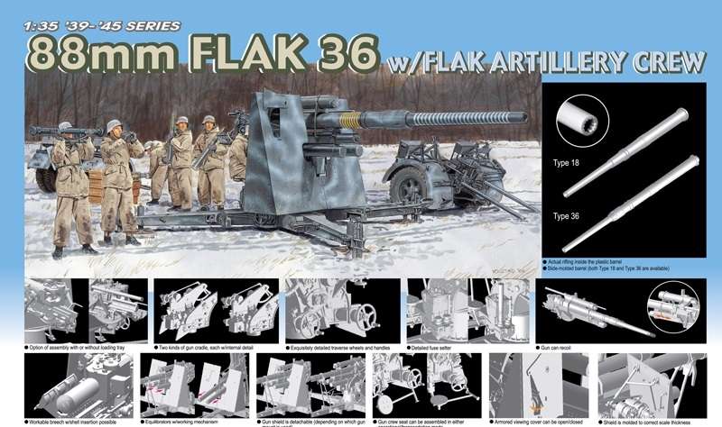 Niemieckie działo przeciwpancerne FlaK 36 wraz z załogą skala 1-35 ...
