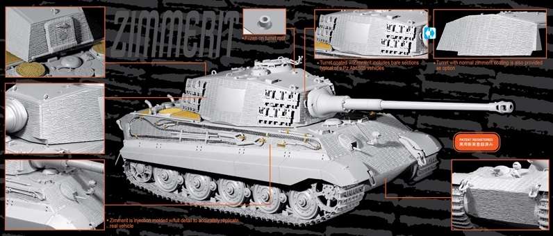 Czołg Kingtiger Henschel Turret z zimmeritem 1:35 - Modeledo.pl