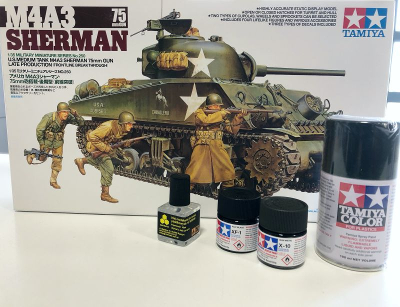M4A3 Sherman 75mm model 1-35 z farbami i klejem - Modeledo.pl