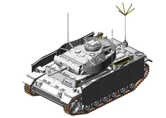 Niemiecki czołg średni Pz.Bef.Wg.III Ausf.J z kurtynami bocznymi ...